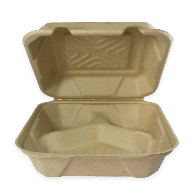 9 x 9 x 3 | Fiber Clamshell (Kraft) (3 Compartment) 200 per case ...